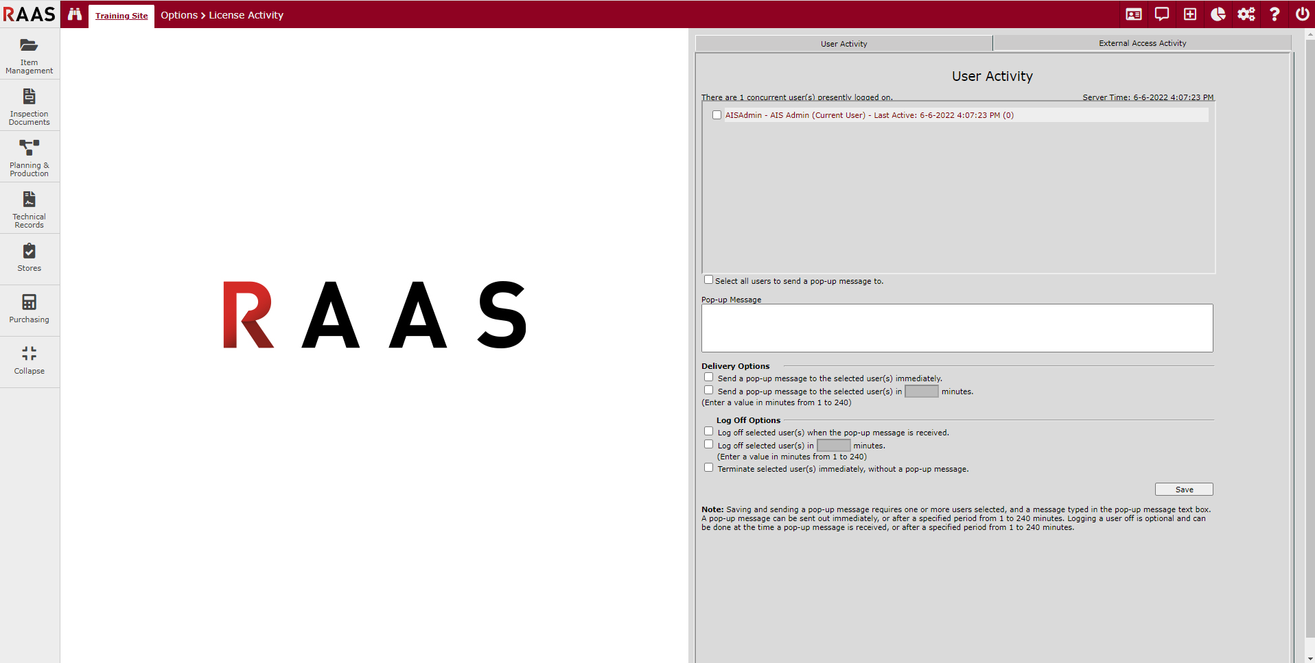 LICENSE ACTIVITY / USER ACTIVITY
