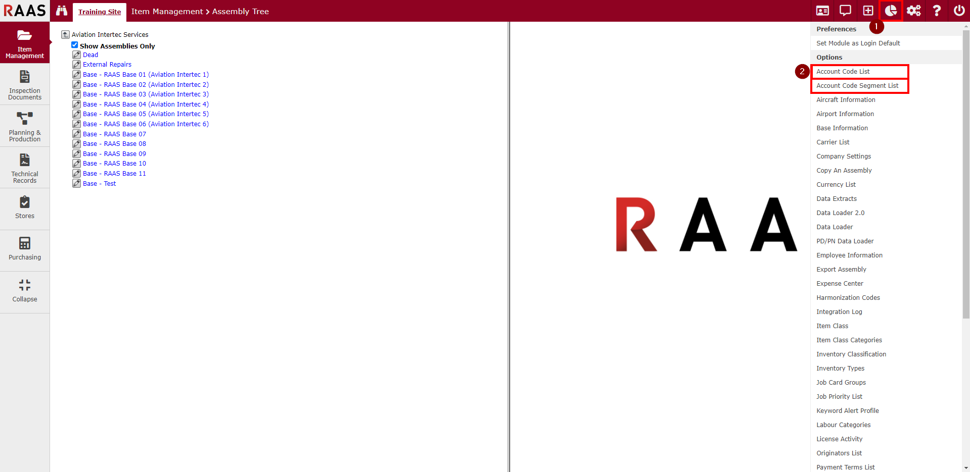 ACCOUNT CODE LIST and ACCOUNT CODE SEGMENT LIST