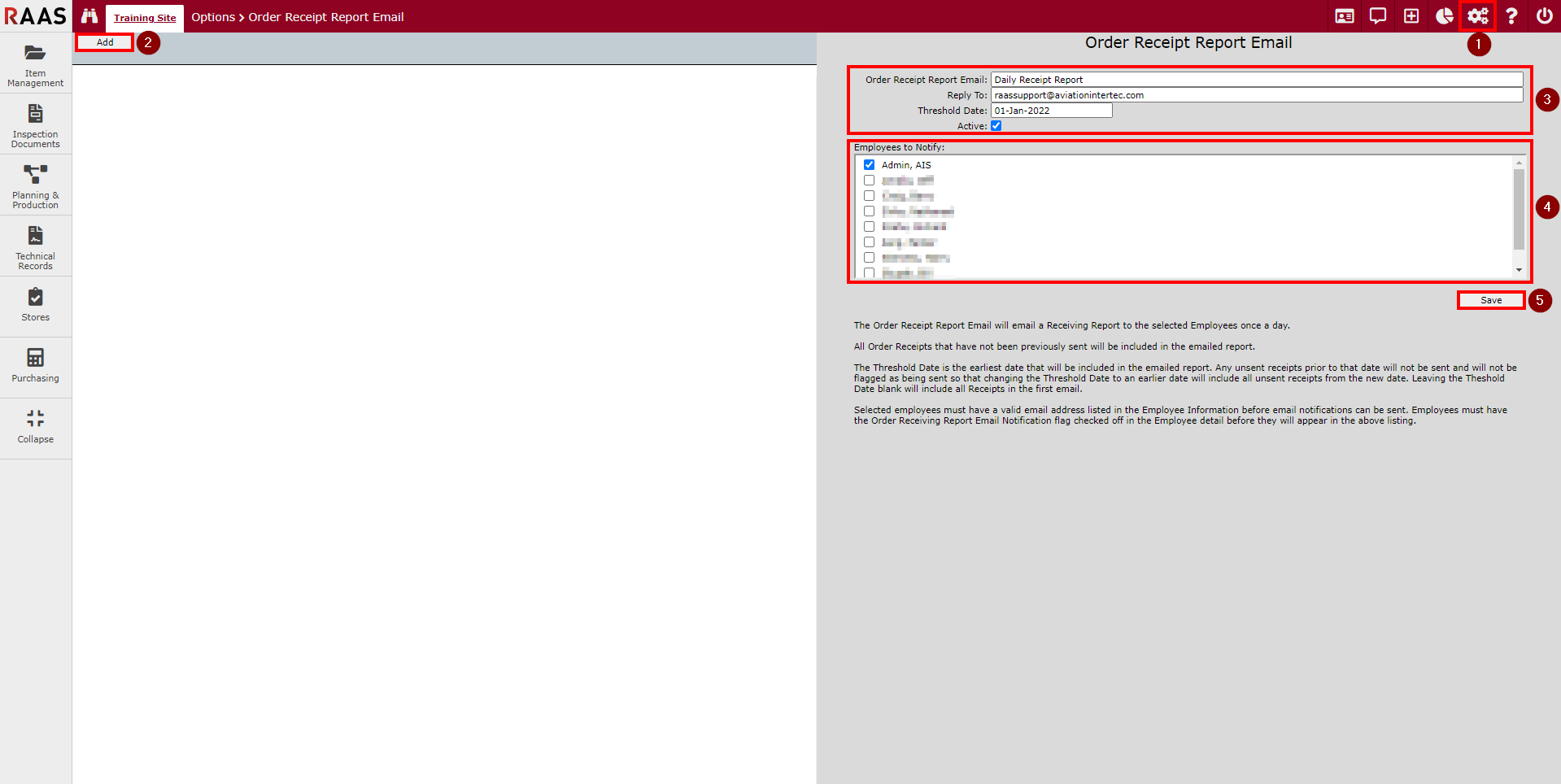 ORDER RECEIPT REPORT EMAIL