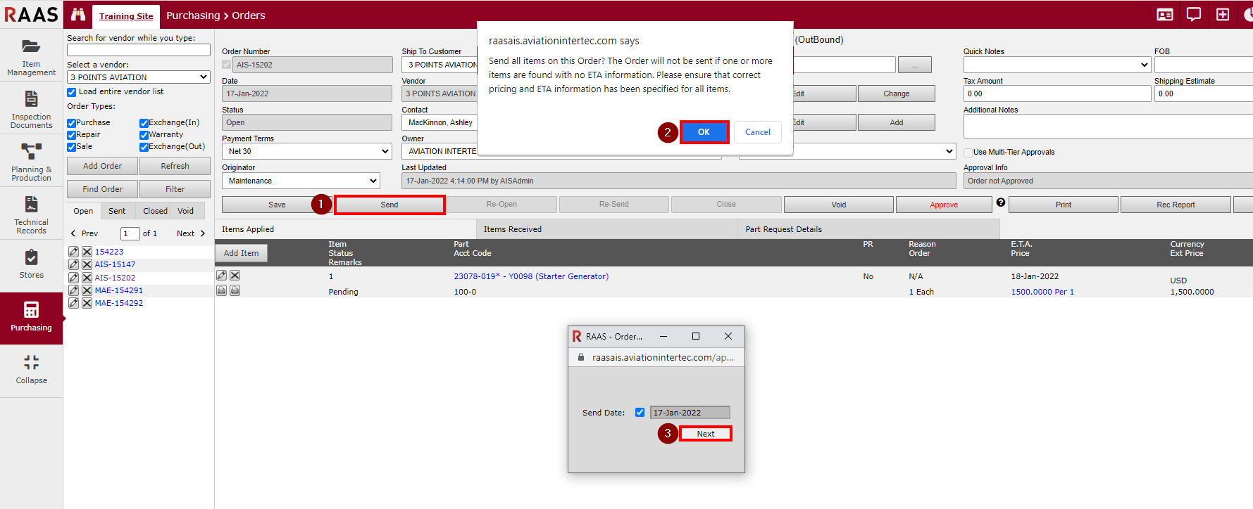 EXCHANGE ORDERS - OUTBOUND