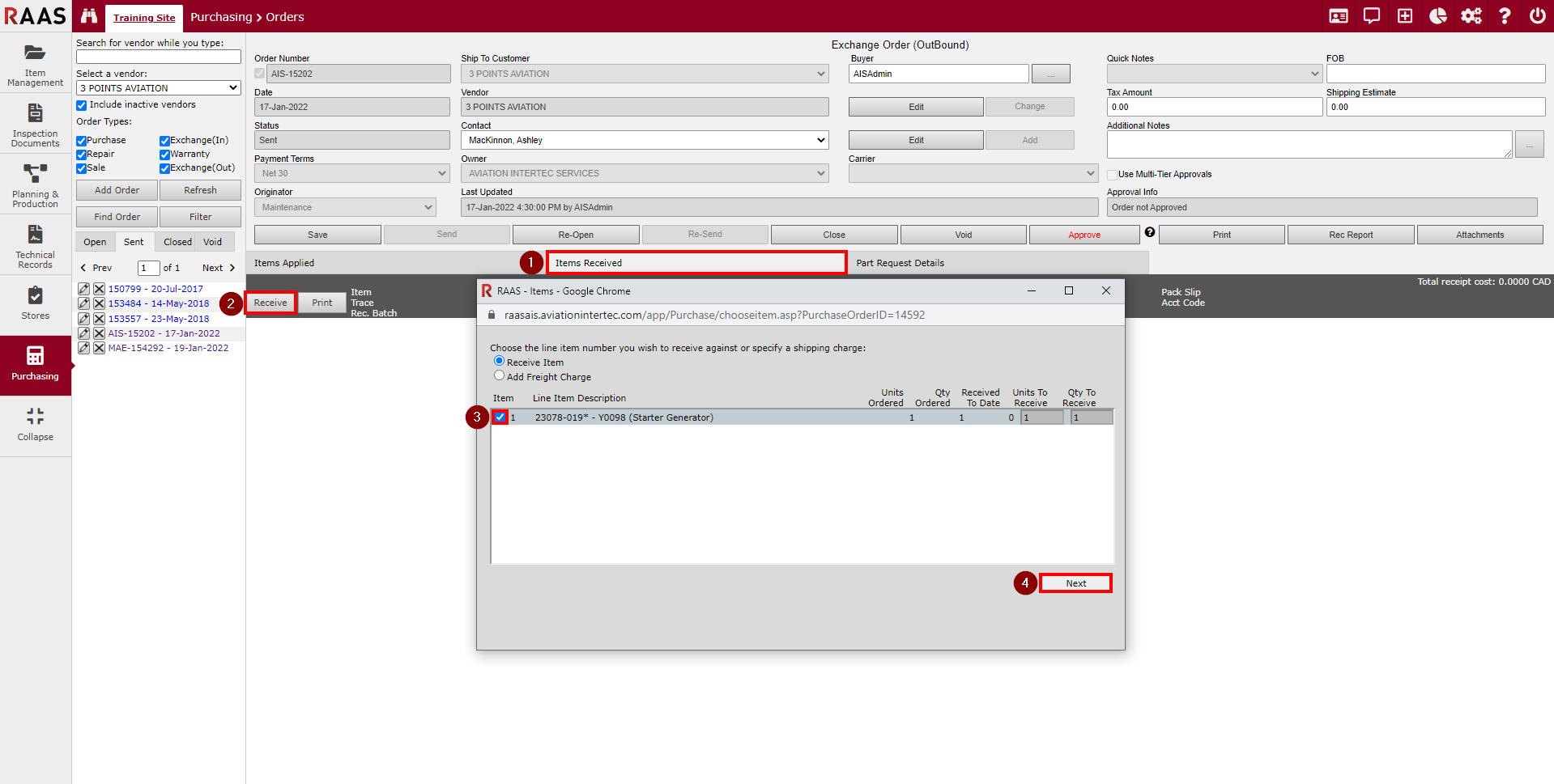 EXCHANGE ORDERS - OUTBOUND