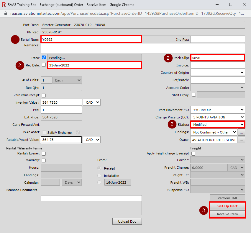 EXCHANGE ORDERS - OUTBOUND