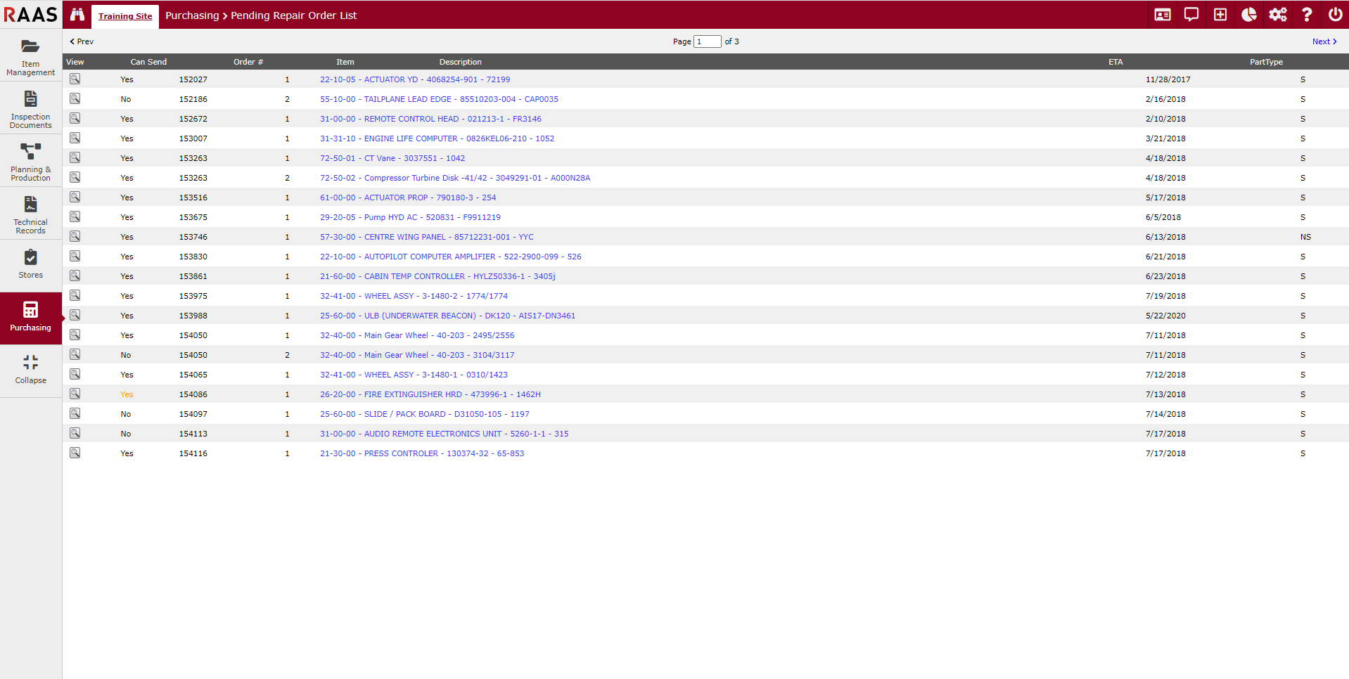 PENDING REPAIR ORDER LIST