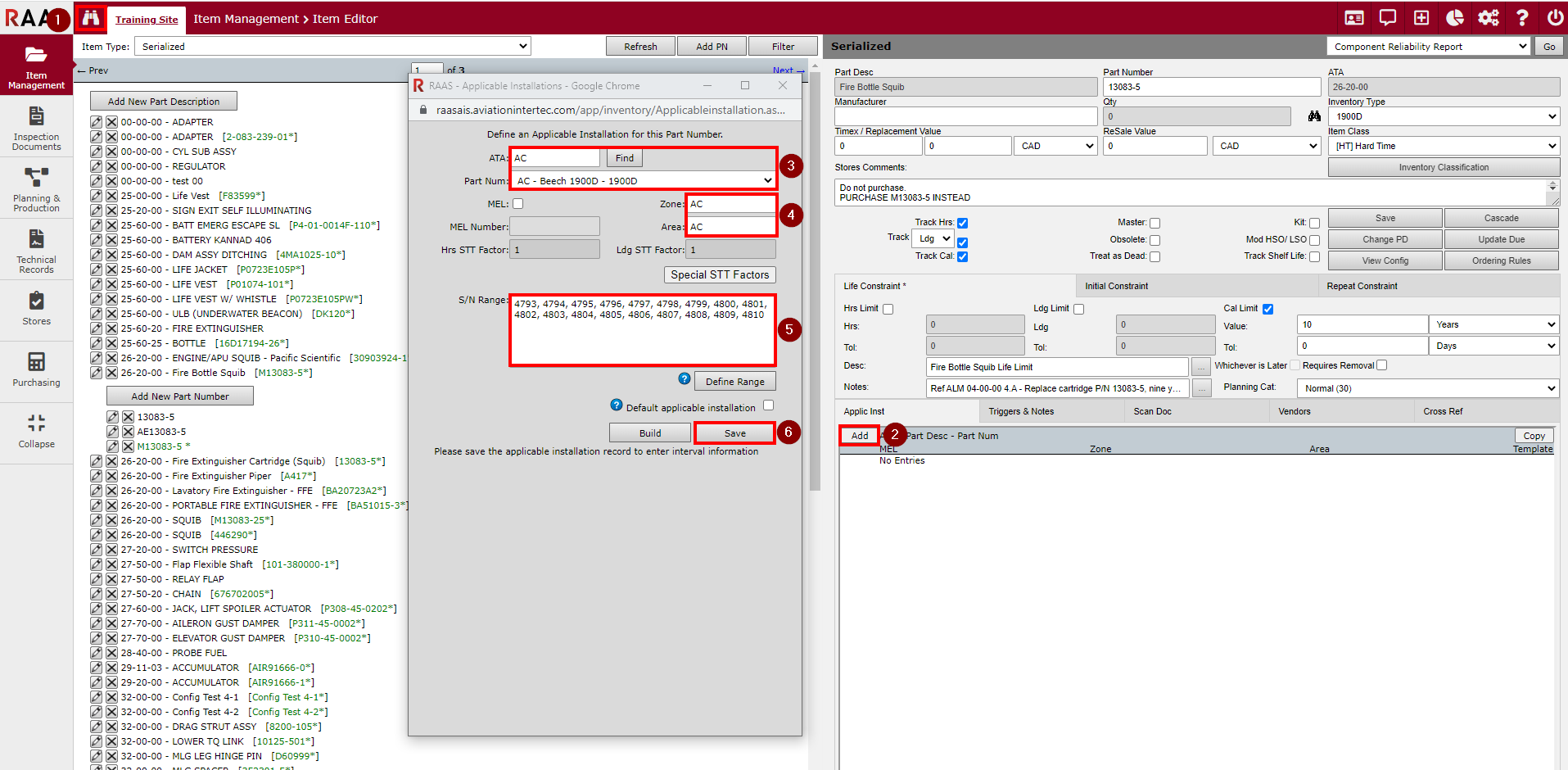 APPLICABLE INSTALLATION